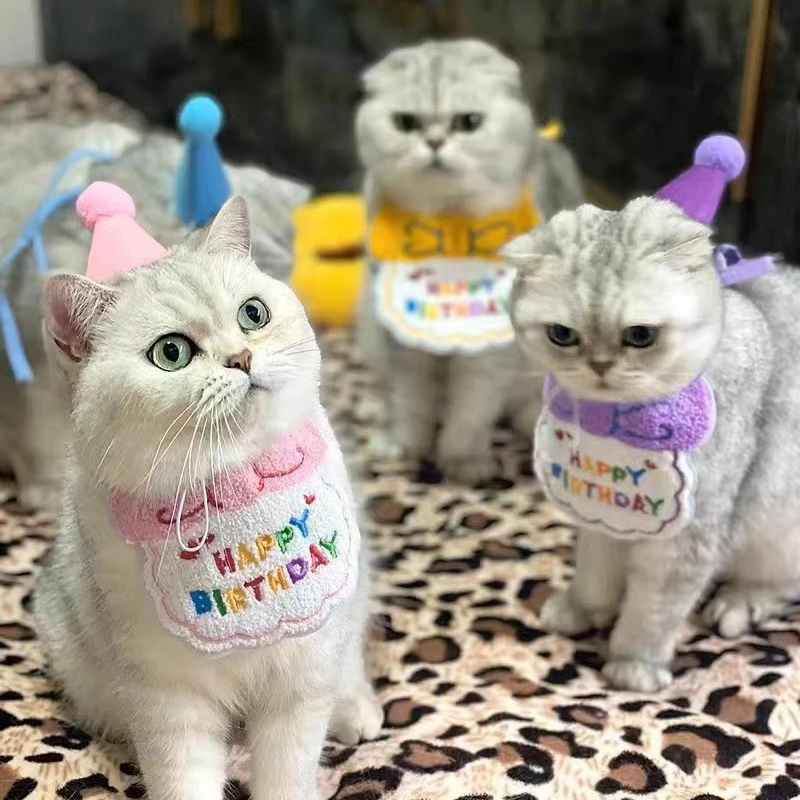 2023-Ins-Cat-Doy-Dress-Up-For-Birthday-Party-Hat-Bib-Dog-Cat-Pet-Cloth ...