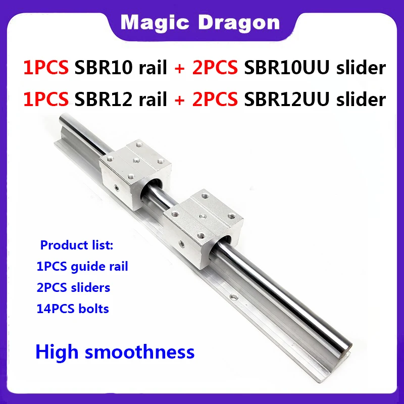 Sbr Linear Rail Sbr10 Sbr12 Length 200-1000mm 1set: 1 Pcs Linear Guide Sbr10 Or Sbr12 + 2 Pcs ...
