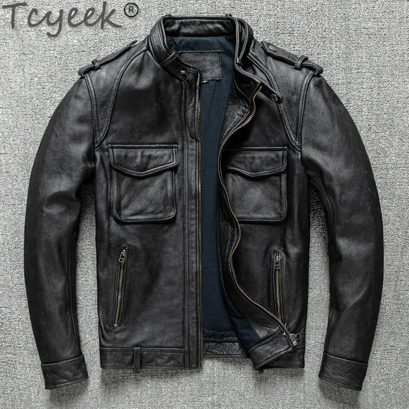 Tcyeek-Vinatge-Top-Layer-Cow-Leather-Jackets-Man-Spring-Autumn-Men ...