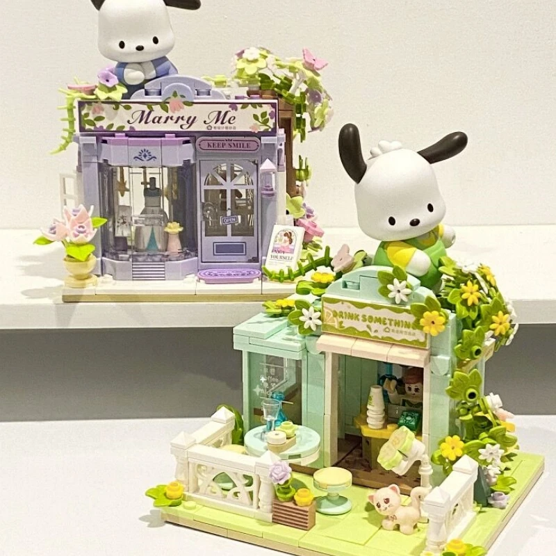 New Sanrio Series Street View Building Blocks Cute Cartoon Pochacco ...