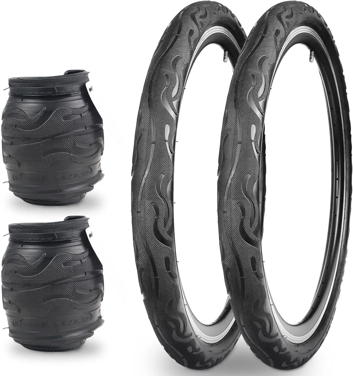 ZUKKA 2 Pack Bike Tire for Cruiser Bike 20/24/26 Inch Flame Pattern ...