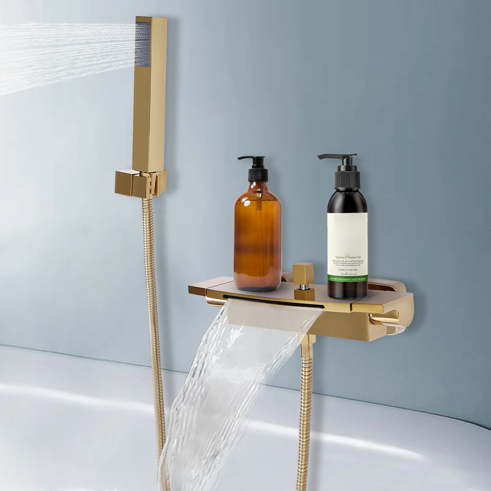 Bathroom-Faucet-Waterfall-Bathtub-Faucet-All-Copper-Wall-Waterfall ...