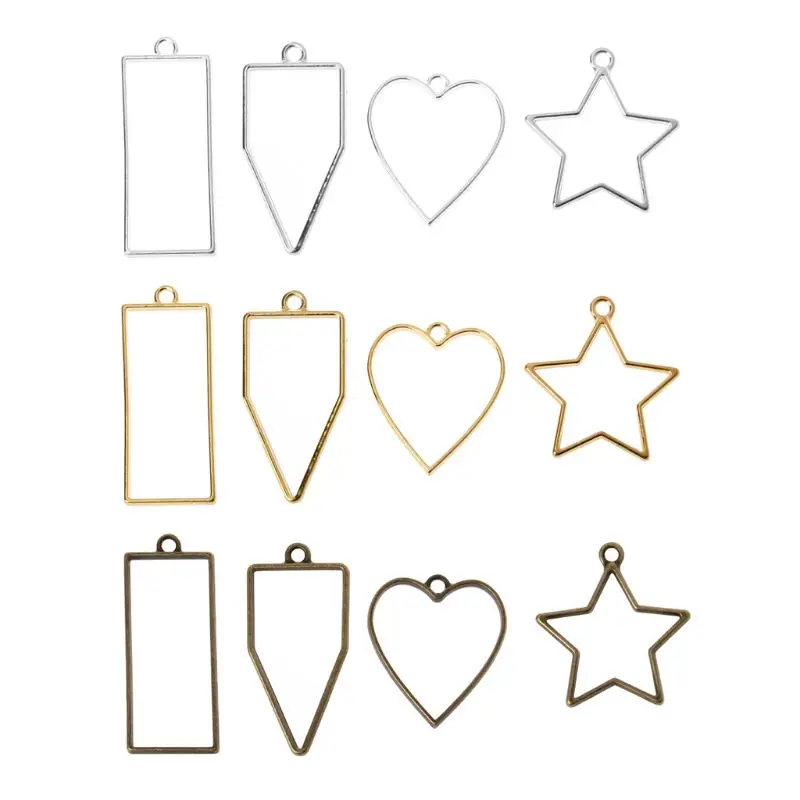 10-Pcs-Epoxy-Resin-Pressed-Flower-DIY-Frame-Bezel-Love-Hollow-Tray-for ...