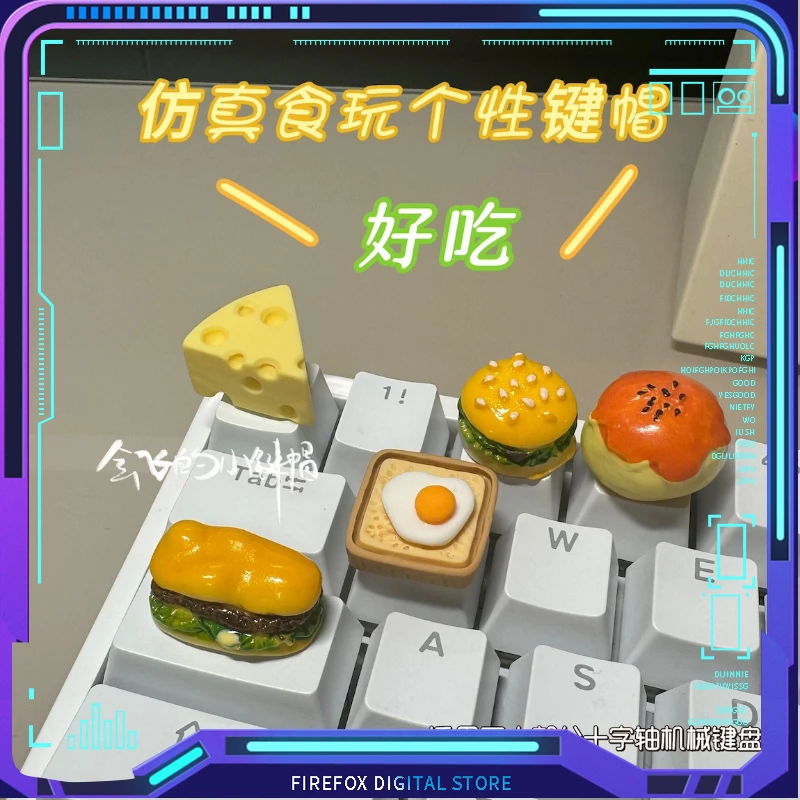 Simulated-Food-Keycaps-Cute-Cheese-Hamburger-for-Cross-axis-Mechanical ...