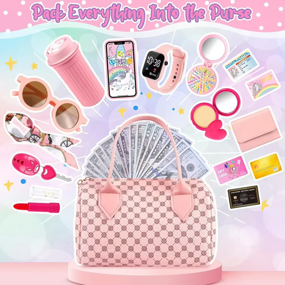 Little Girls Play Purse 32Pcs Handbag Purse Princess Gifts Play Purse ...