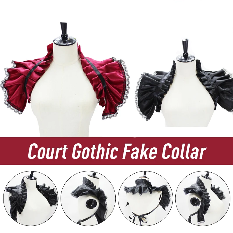 Renaissance Satin Neck Ruff Ruffled Collar Gothic Fake Collar Pleated ...