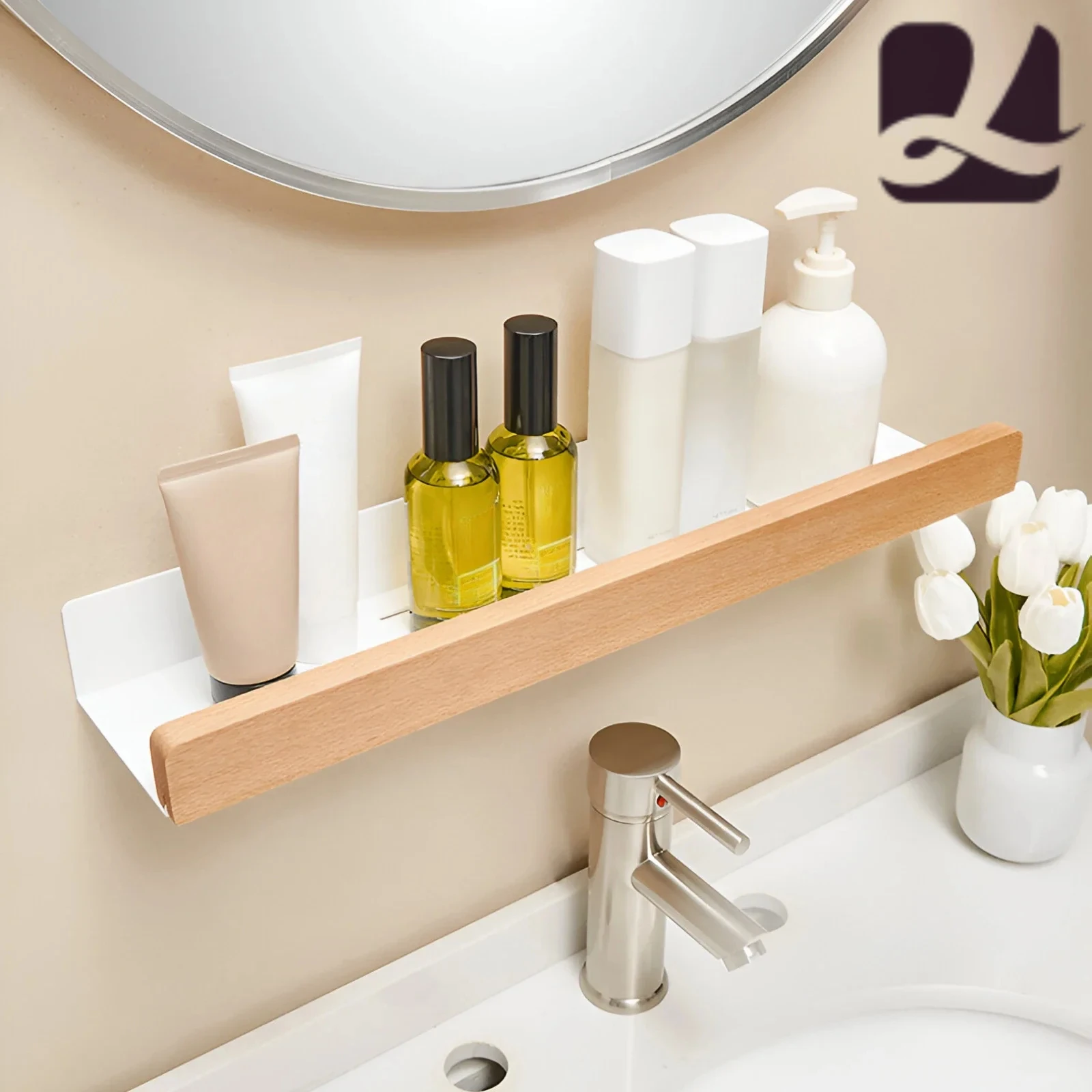 wood-bathroom-rack-Storage-Holders-Rack-Wall-Mounted-Punch-light-luxury ...