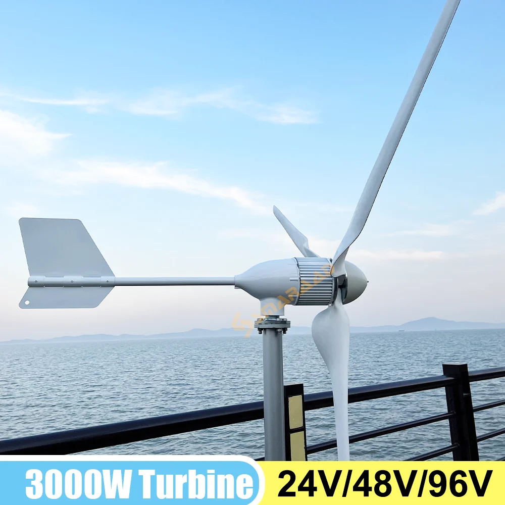 3000W 24V 48V 96V 3 Blades Horizontal Wind Turbine Generator Windmill ...