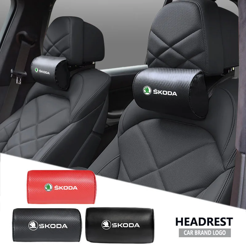 Carbon Fibre Pattern Car Seat Headrest Neck Pillow For Skoda Octavia ...