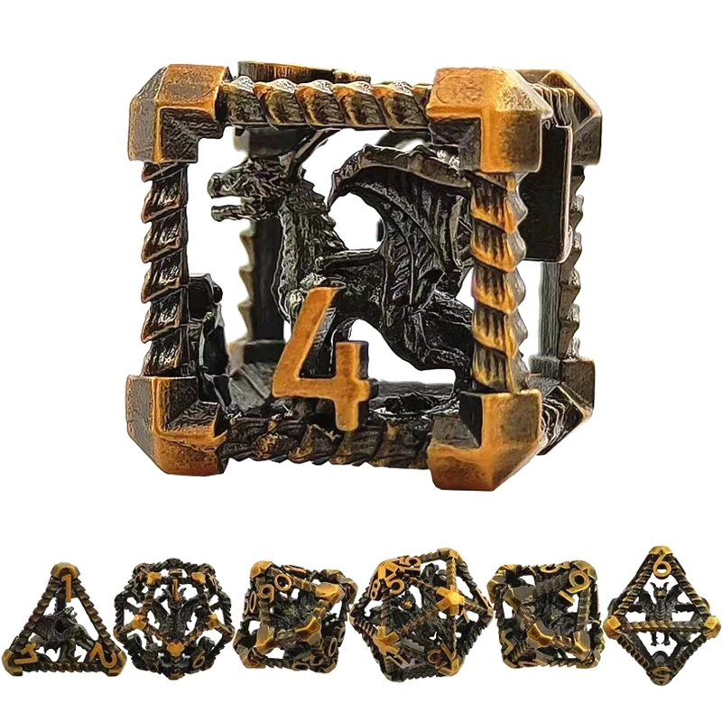 Mini-Planet-DND-Metal-Dice-Set-Three-dimensional-Flying-Dragon-3D-Metal ...