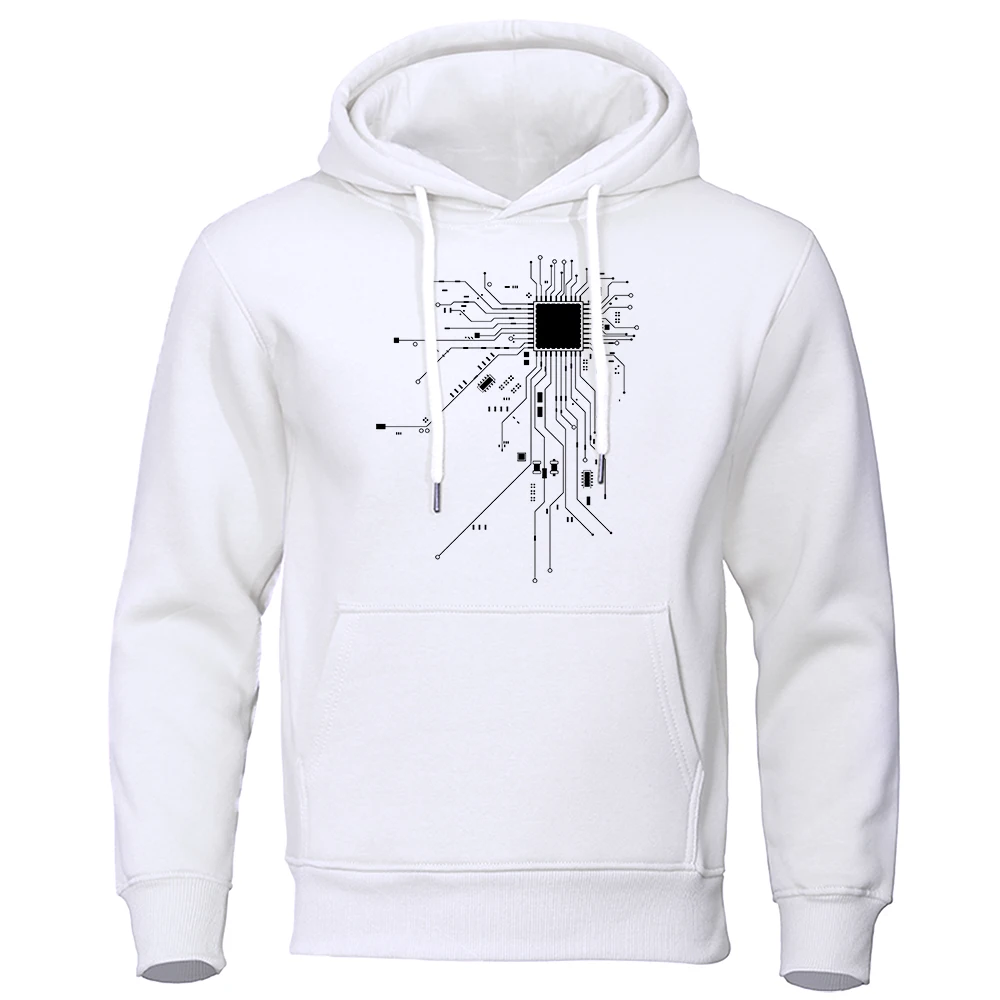 CPU Processor Circuit Diagram Hoodie Men Autumn Fleece Pullovers Men's ...