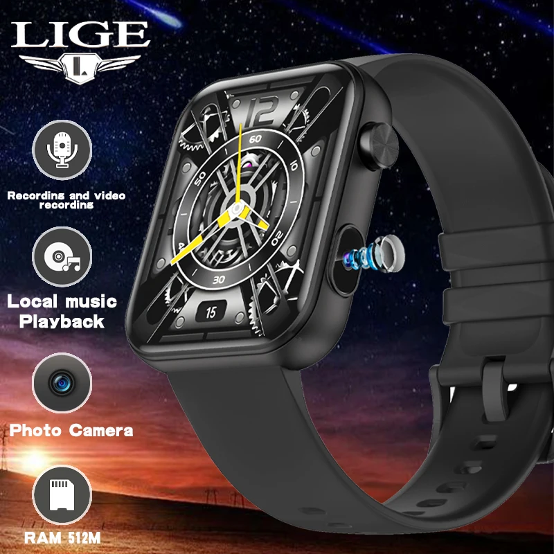 LIGE New Video Recording Smartwatch With Camera 512M Memory Local Music ...