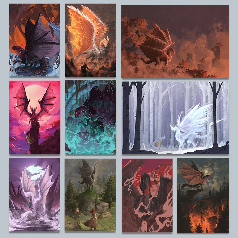 Impressionism-Fantasy-Creatures-Poster-A-Giant-Monster-with-Wings ...