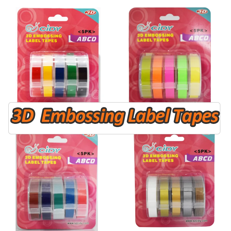 5Pcs-Compatible-Dymo-3D-Label-Tape-9mm-Dymo-3D-Embossing-Tape-For-Dymo ...