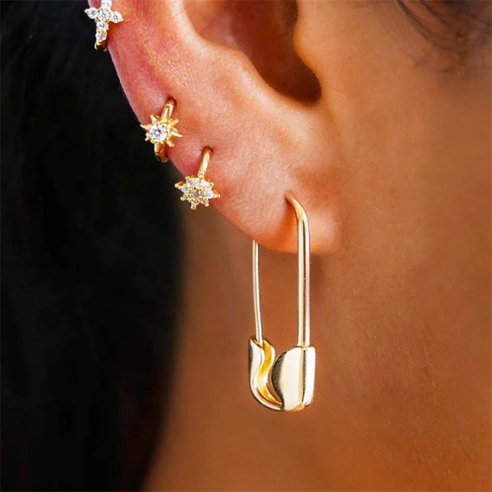 1-Pair-Trendy-2024-Women-Simplicity-Safety-Pin-Earrings-Personality ...