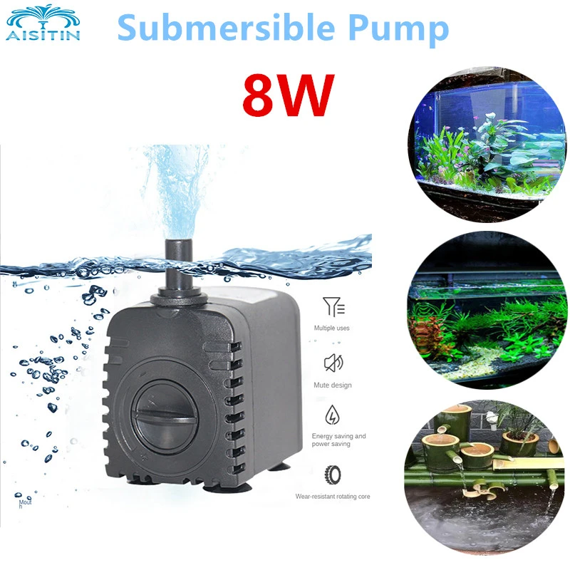 Aisitin Aquarium Desktop Fish Tank Submersible Pump Drinking Bean ...