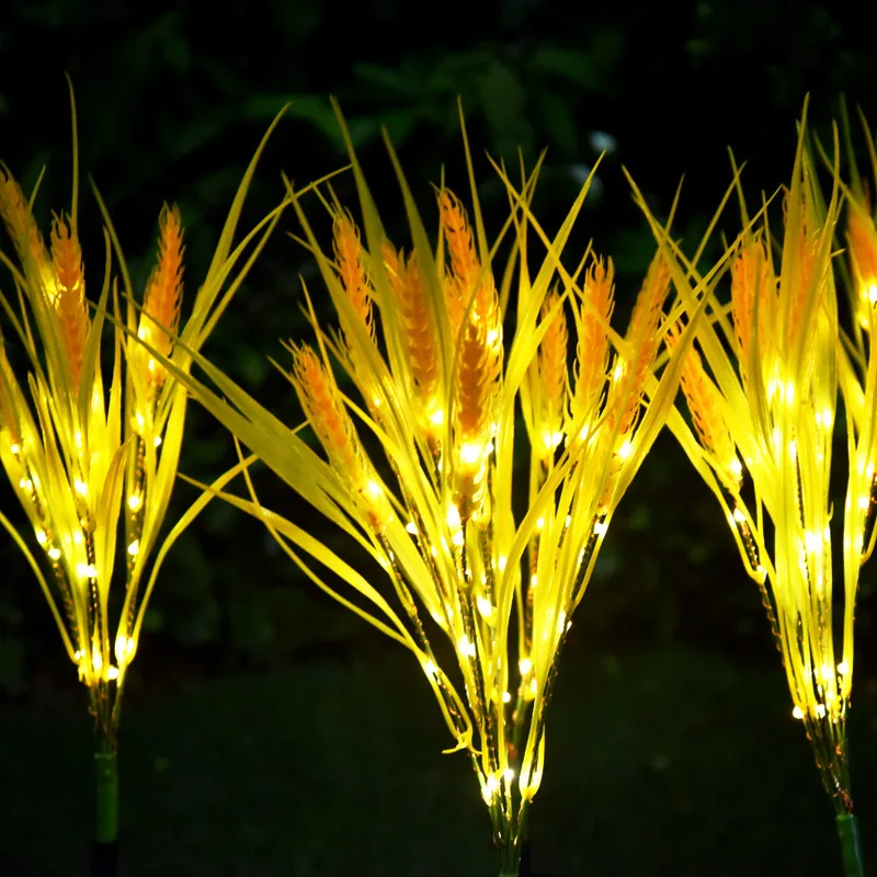 2pcs Outdoor LED Solar Wheat Ear Lamp Outdoor Waterproof Garden ...