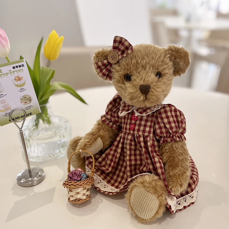 cute Teddy Bear Plush Toys with flower basket Stuffed Animal plush ...