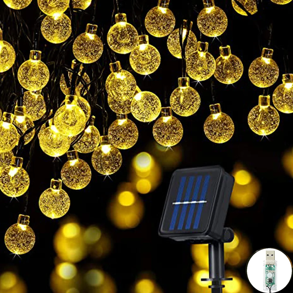 NEW-USB-LED-Crystal-ball-LED-Solar-Lamp-Power-LED-String-Fairy-Lights ...