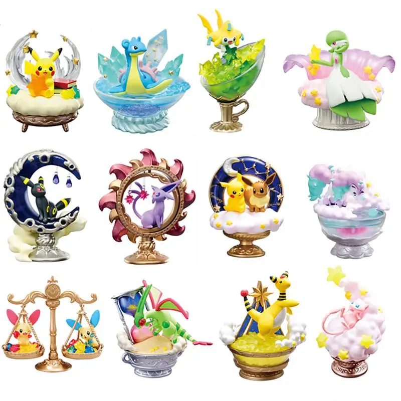 Genuine Re-ment Pokemon Starry Night 1/2 Lapras Espeon Ampharos Mew Pikachu Action Figure Model ...