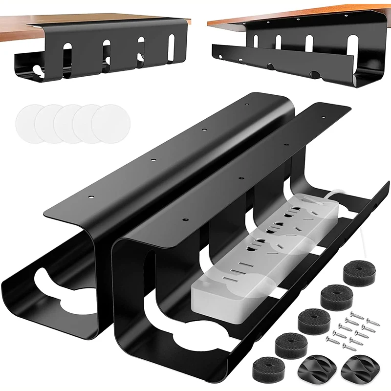 Under Desk Cable Management Tray No Drill Steel Desk Cable Management ...