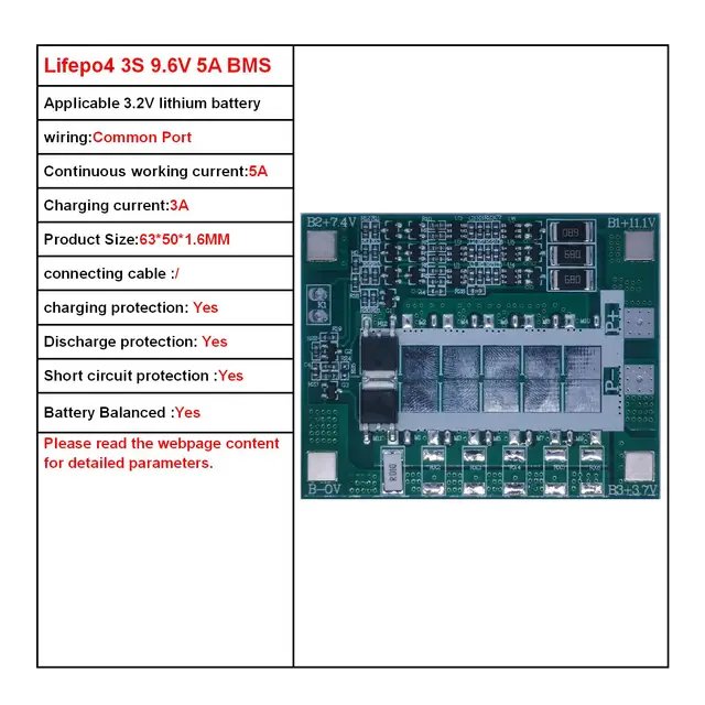 Lifepo4 1S 2S 3S 4S BMS Protect Board 3.2V 6.4V 9V 12V 18650 32650 ...
