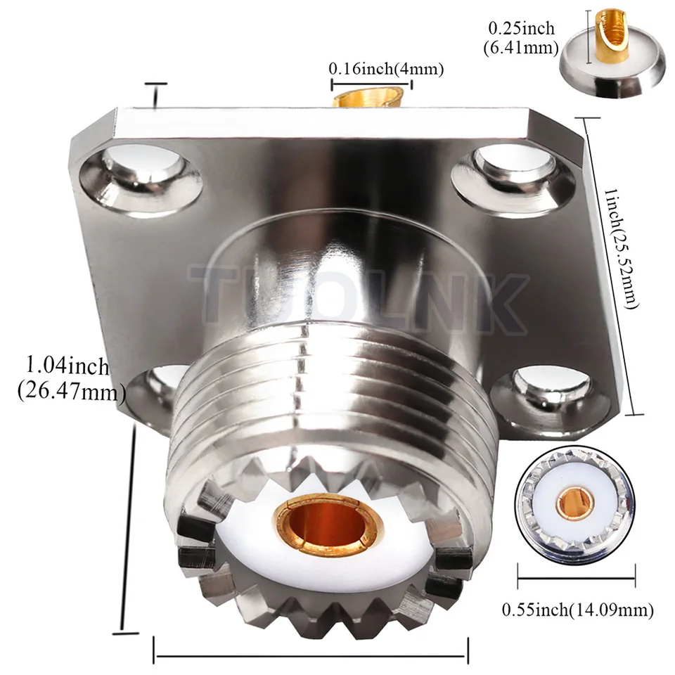 So-239 Bulkhead Connector SO239 UHF Female 4 Hole Chassis Mount ...