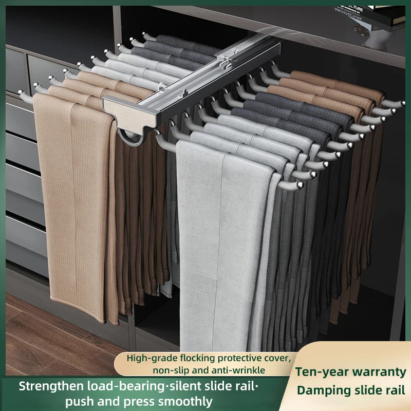 Multi-Functional Pull-out Trouser Rack Adjustable Pant Hangers Closet ...