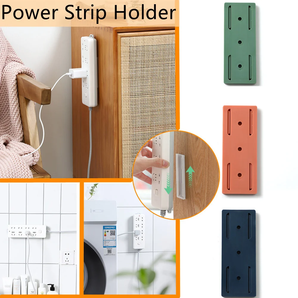Wall Mounted Holder Punch free Plug Fixer Self Adhesive Socket Fixer ...