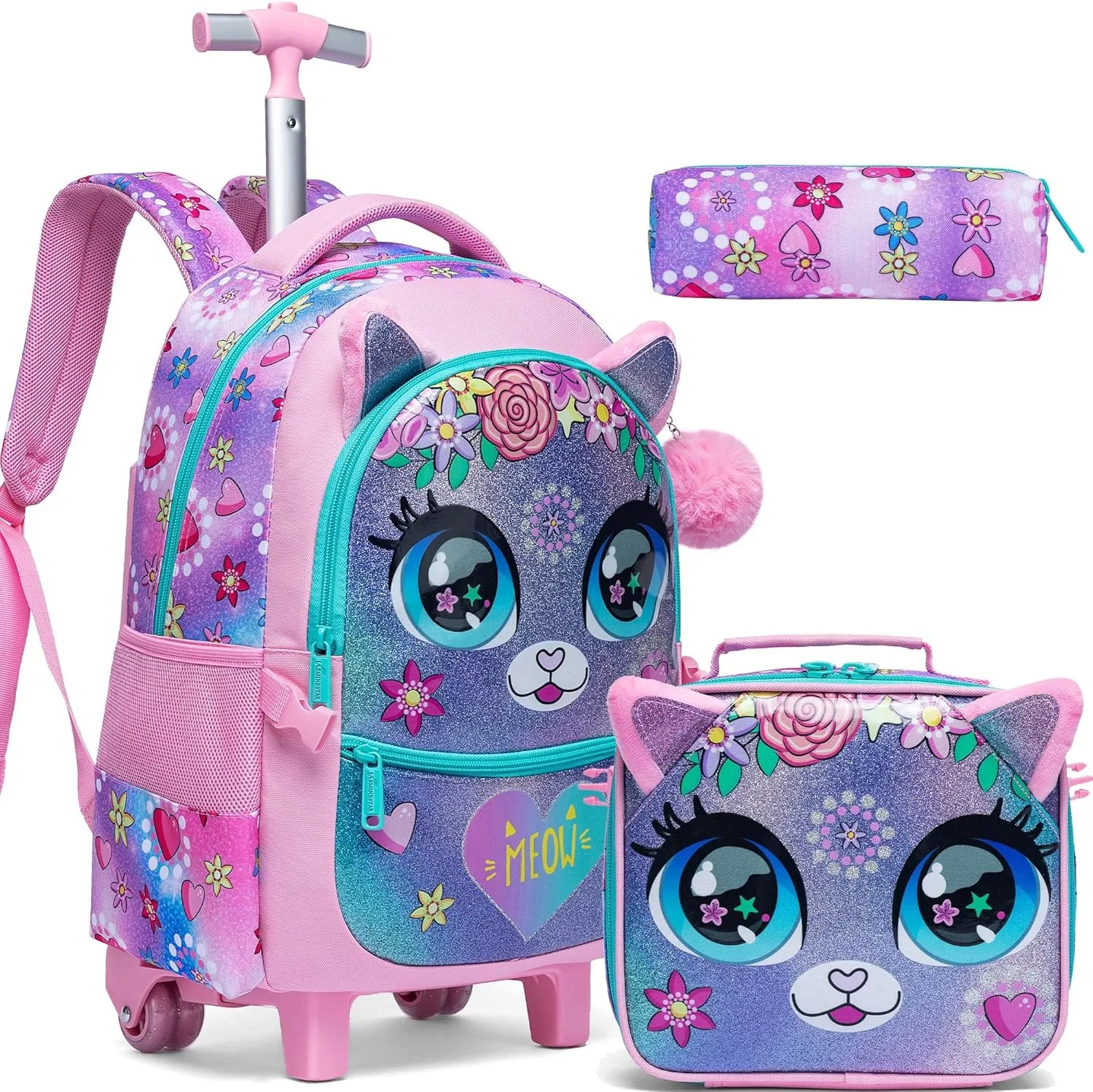 Children's School Bags Kids Rolling Backpack for Girls Luggage Suitcase ...