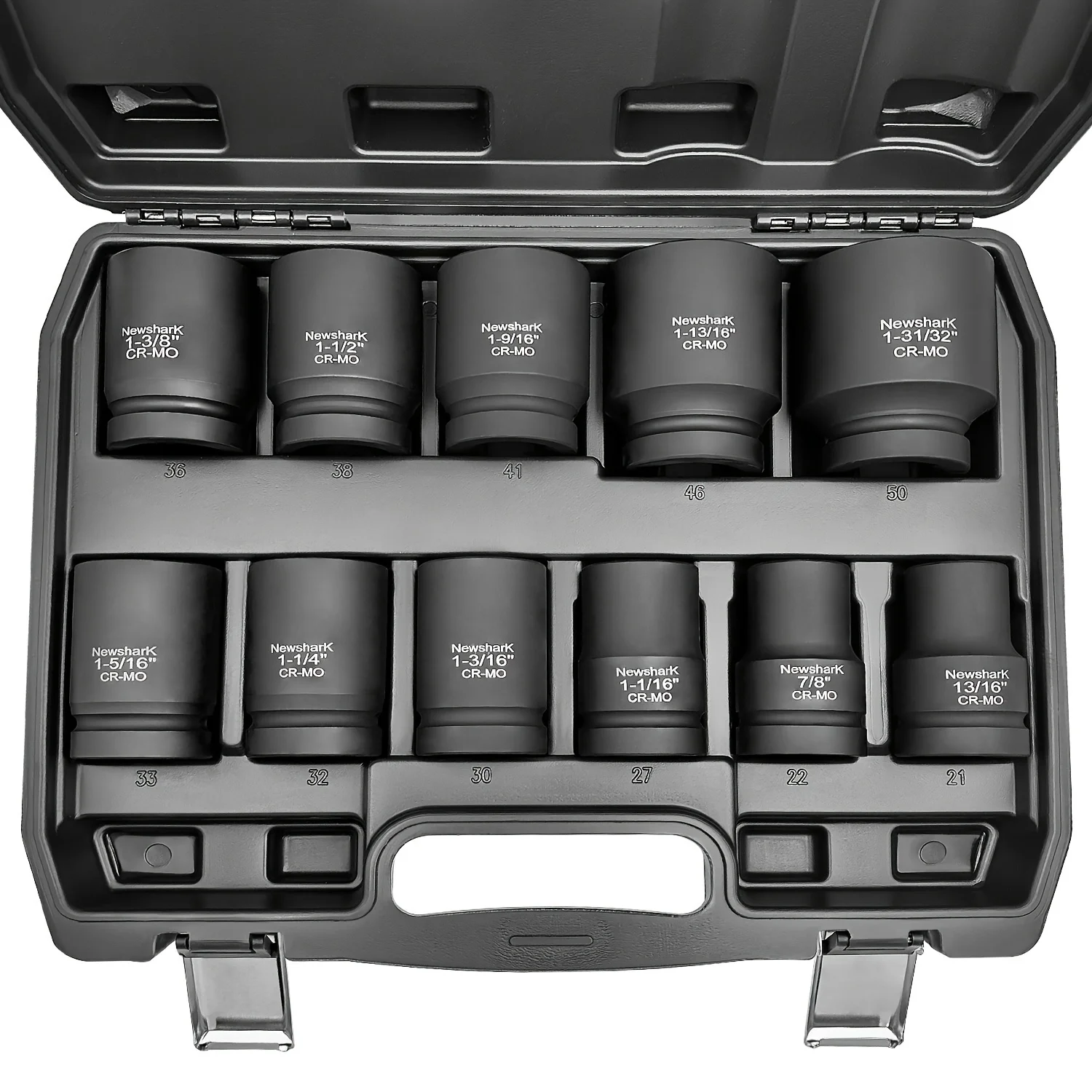 11 Piece Deep Socket Set SAE (1-5/16"-1-31/32"),6 Point Cr-Mo Spindle ...
