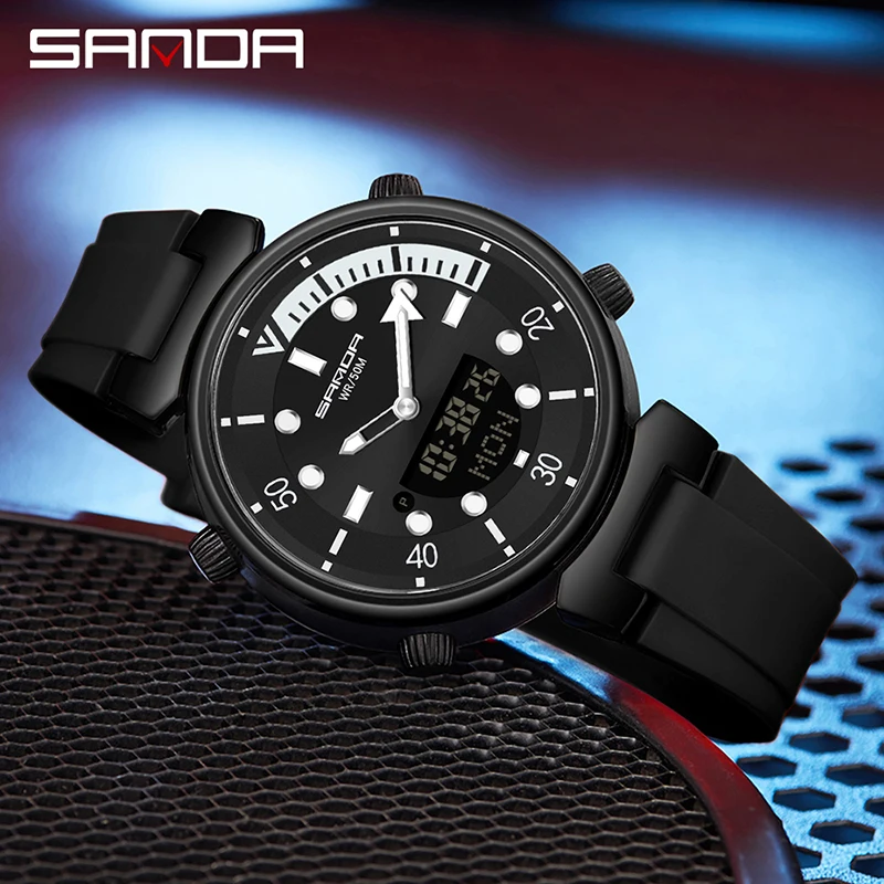 SANDA-Brand-New-Mens-Sport-Waterproof-Wristwatch-Fashion-Double-Display ...
