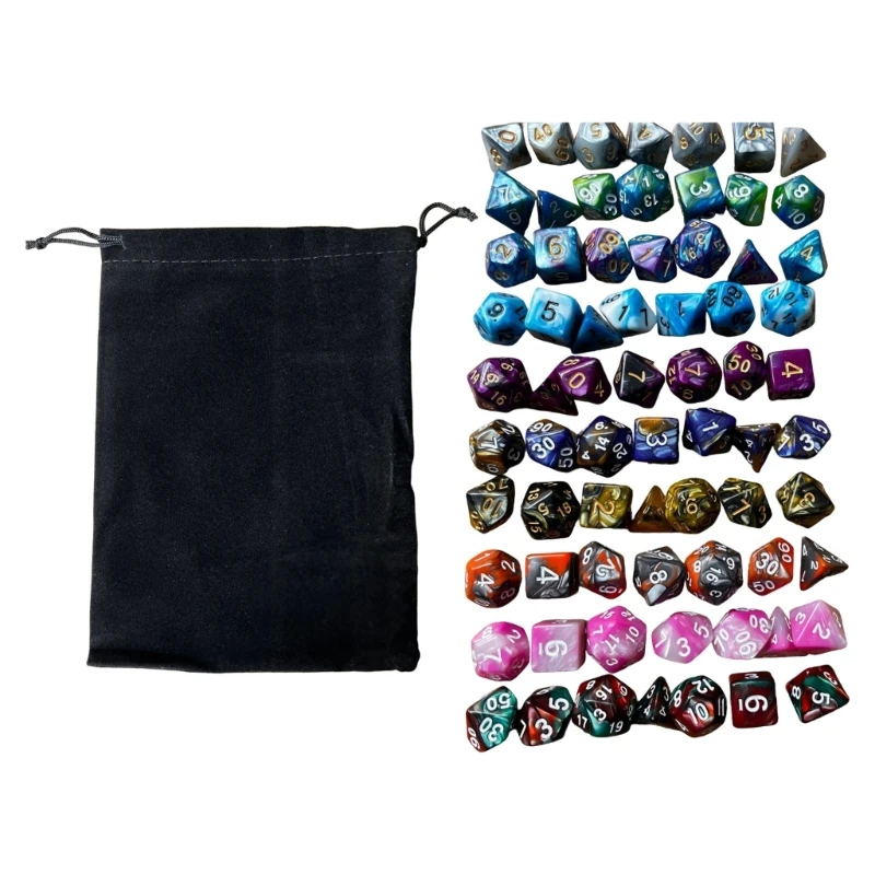 70Pcs-Acrylic-Polyhedral-Dices-MultiSided-Game-Dices-10-Color-Board ...