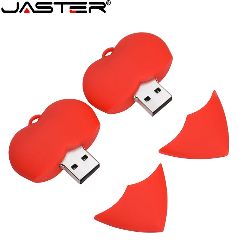New Heart 64GB USB Flash Drive Red Pretty Silicone 32GB Pen Drives ...