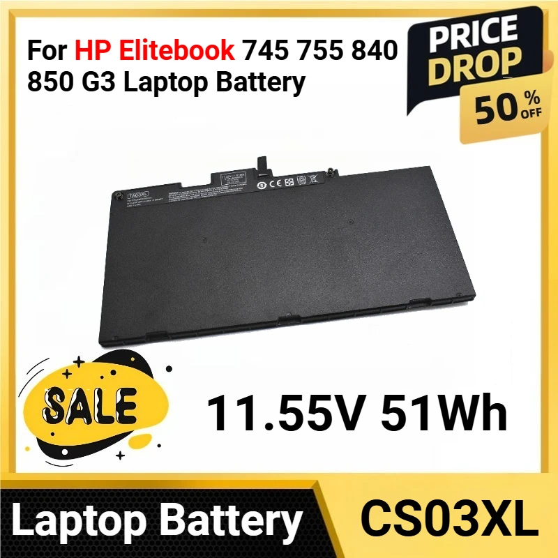 CS03XL 11.55V 51Wh For HP Elitebook 745 755 840 850 G3 Laptop Battery ...