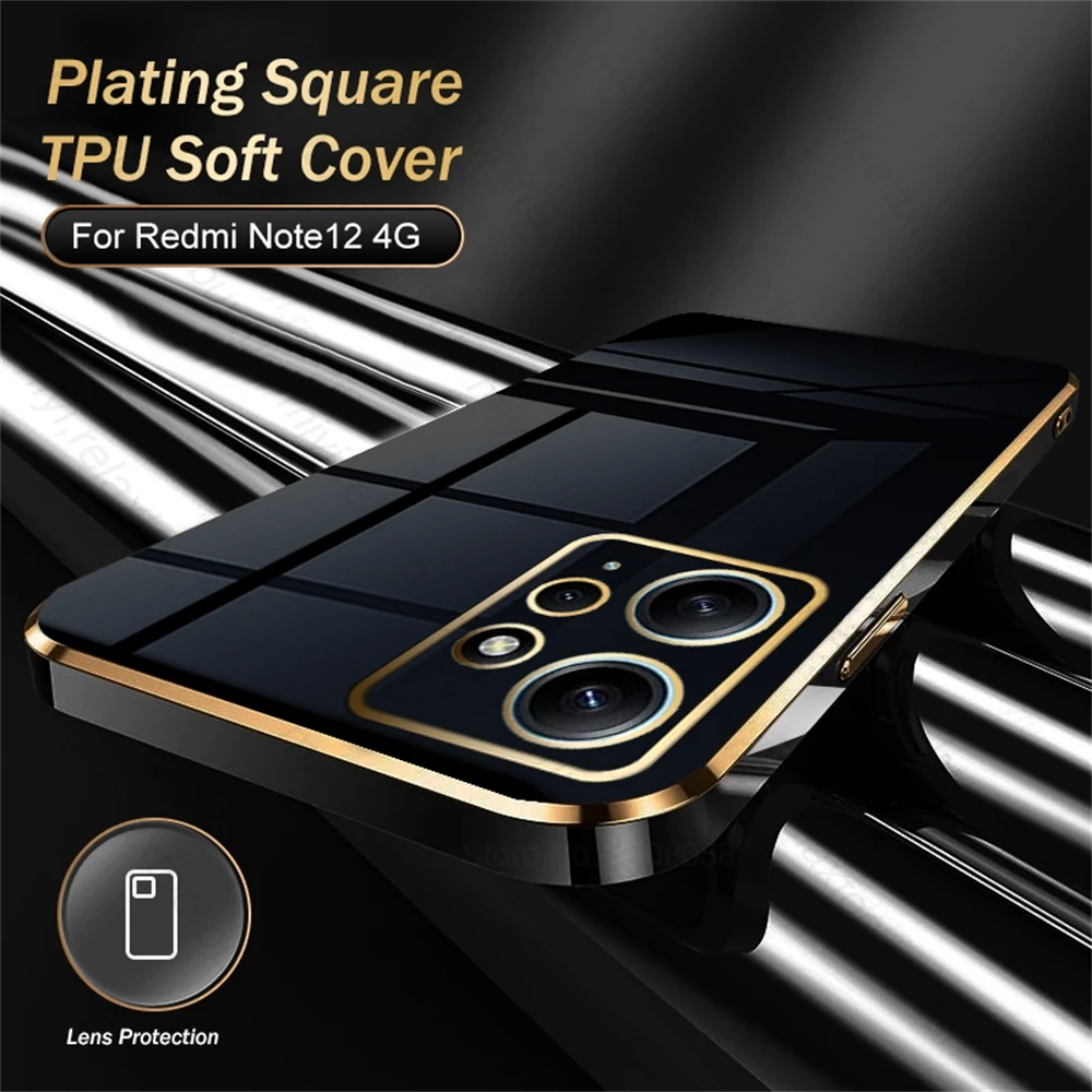 Luxury-Square-Plated-TPU-Soft-Case-For-Xiaomi-Redmi-Note-12-4G-Redmy ...