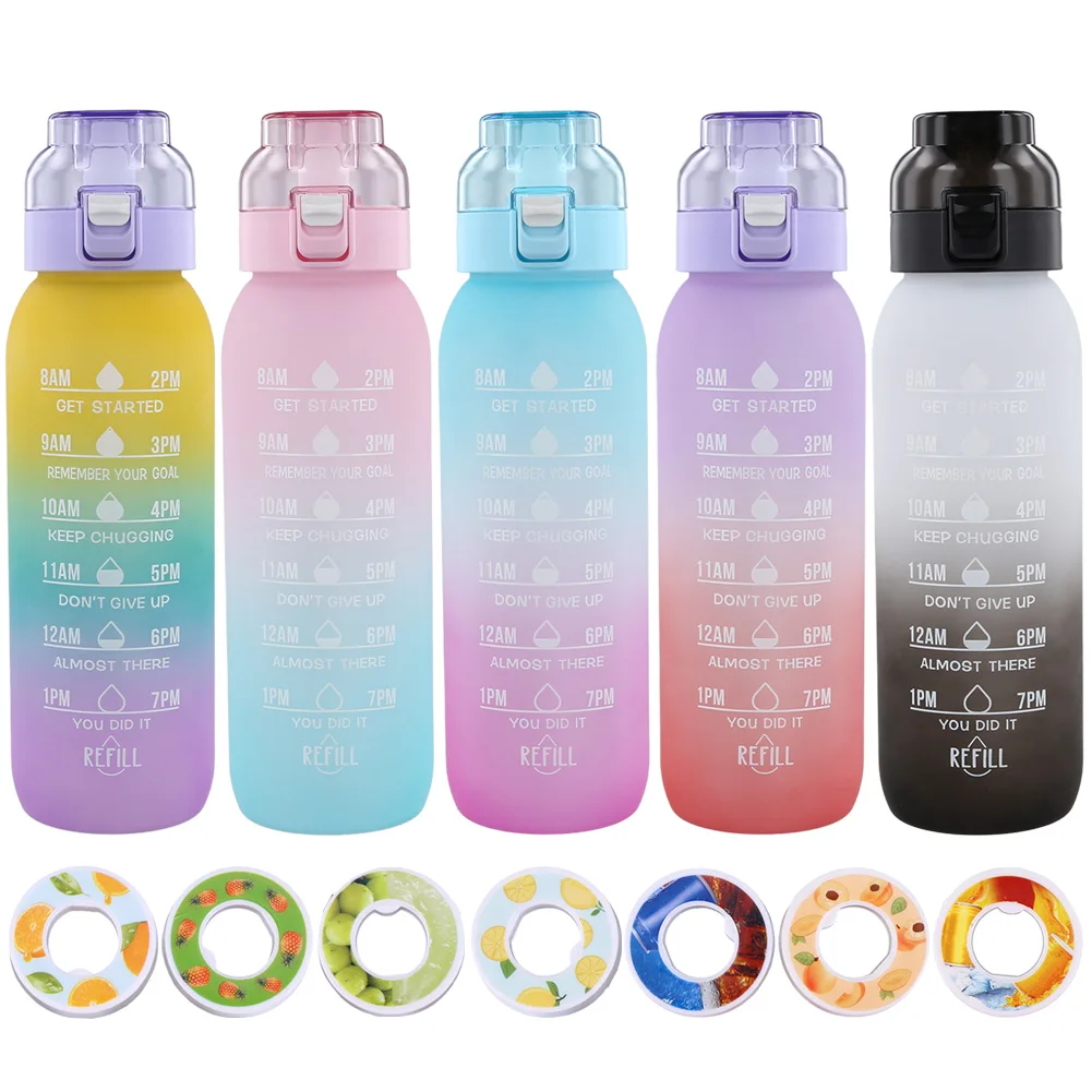 1000ML Scent Flavored Water Bottle Leak-Proof with 7 Rods Fragrance ...