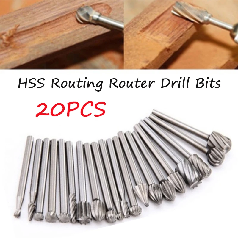 20/10pcs Hss Routing Router Drill Bits Set 1/8 For Dremel Carbide ...