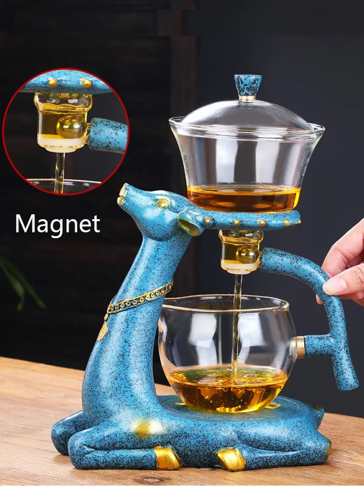 Full-Automatic-Creative-Deer-Glass-Teapot-Heat-resistant-Infuser-Tea ...