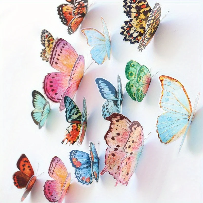 36pcs Lifelike Butterfly Decorations Set - Watercolor Wings, Easy To ...