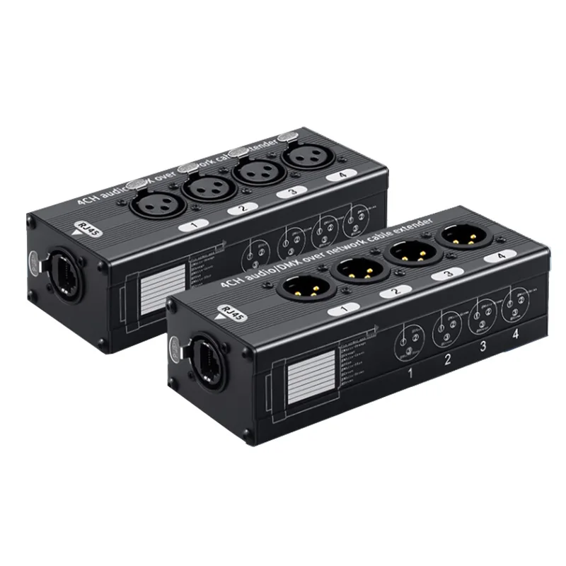 1-Pair-XLR-Audio-Ethernet-Extender-over-Rj45-Cat6-to-330ft-4-Ch-3-Pin ...