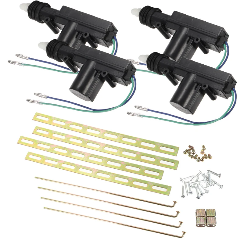 4Pcs 12V 2 Wire Car Door Power Central Lock Motor Kit With 2 Wire ...