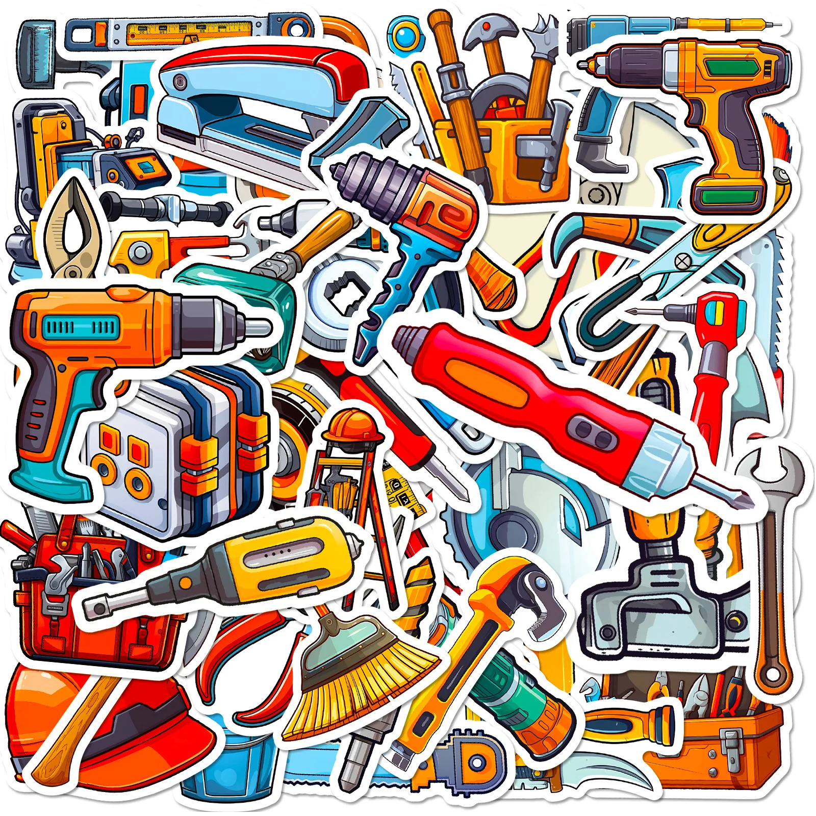 10/25/50pcs Cartoon Hand Electric Tools Bag Graffiti Stickers for DIY ...