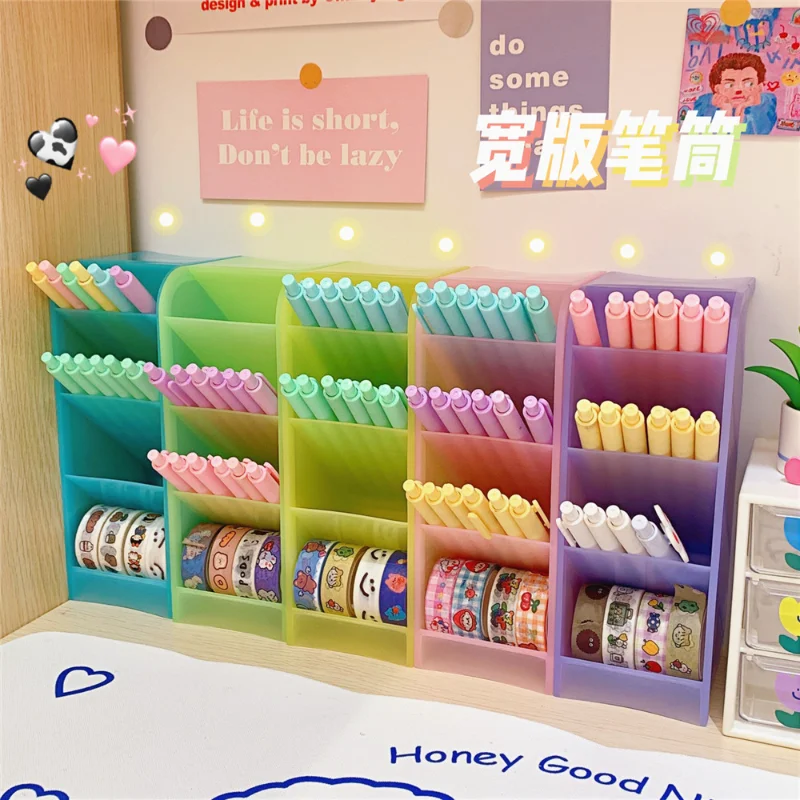Korea Ins Desktop Storage Tube Student Desktop Wide Candy Color ...
