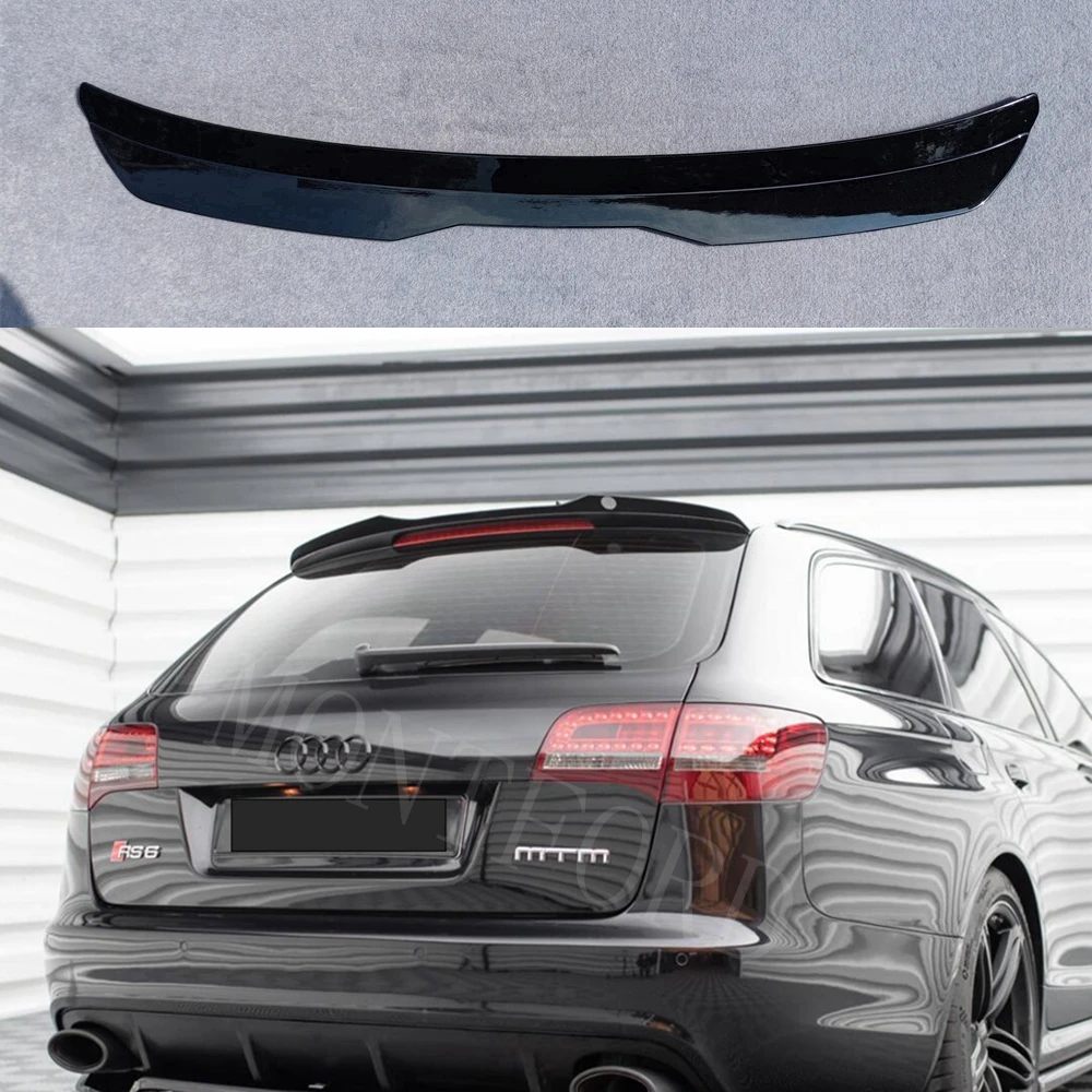 Rear Roof Lip Spoiler For AUDI RS6 AVANT C6 ABS Plastic Gloss Black Car ...