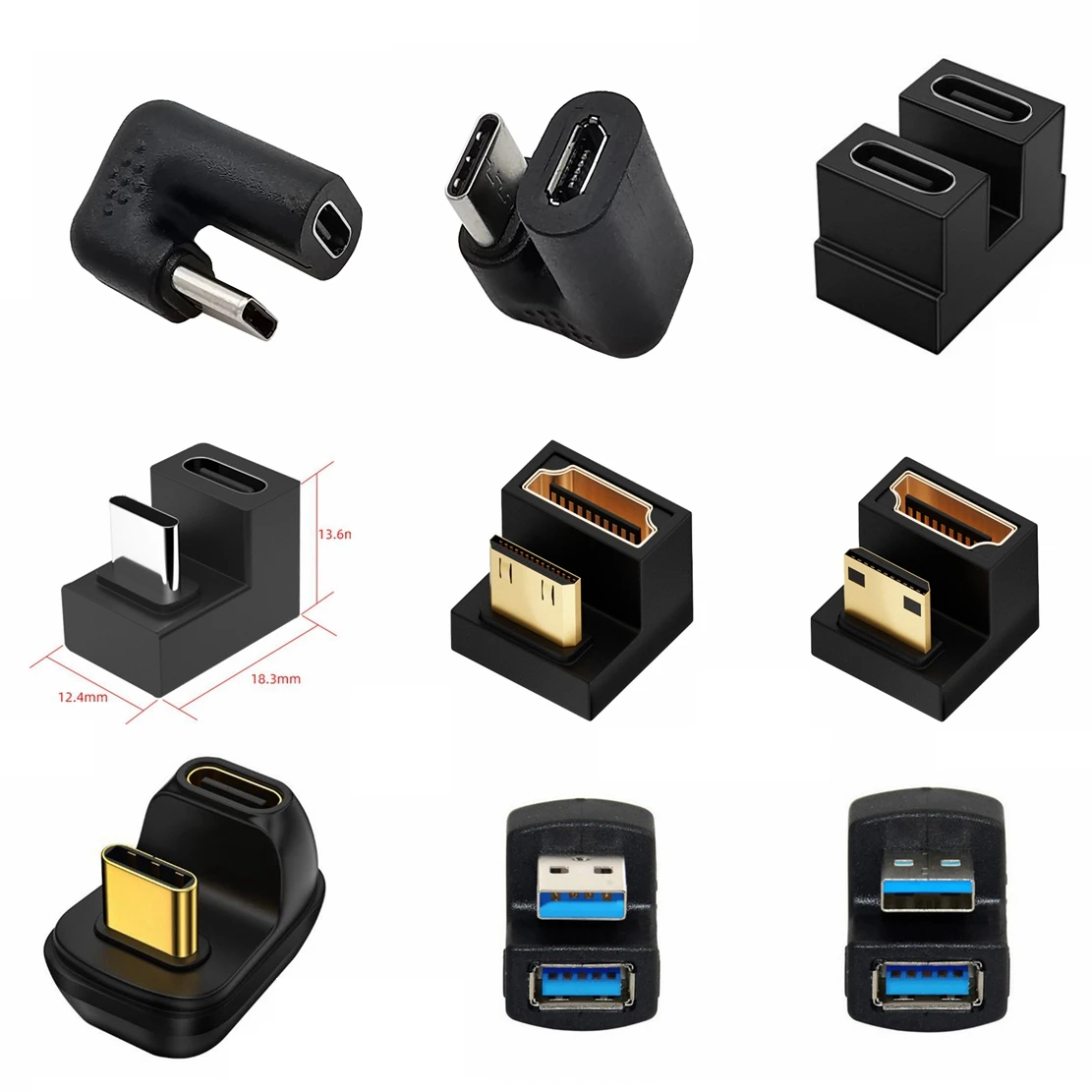 360-Degree-U-shaped-Mini-HDMI-gender-Adapter-USB3-2-Type-c-Adapter-USB ...