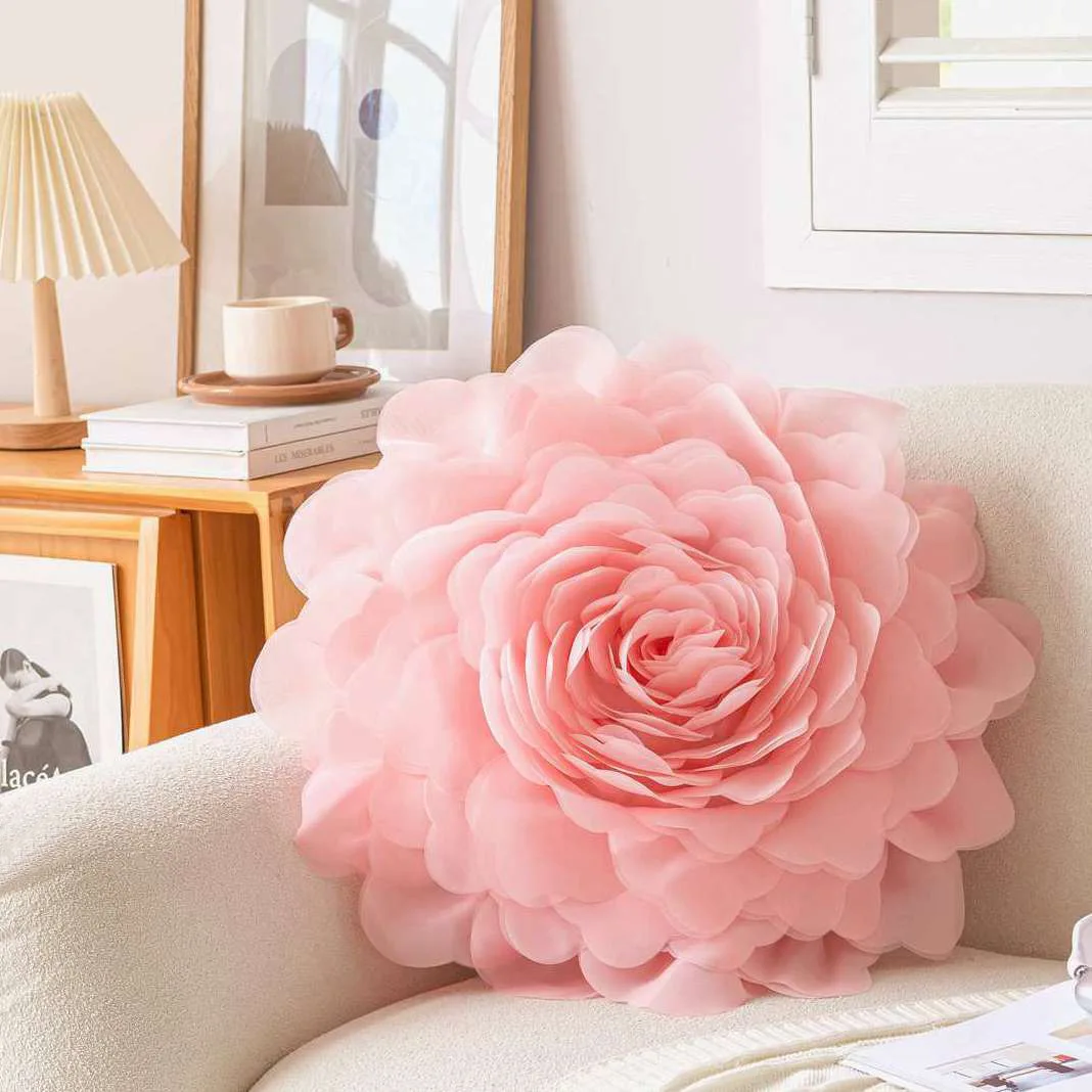Princess 3D Organza Flower Pillow Cover,European Light Luxury Bedroom ...