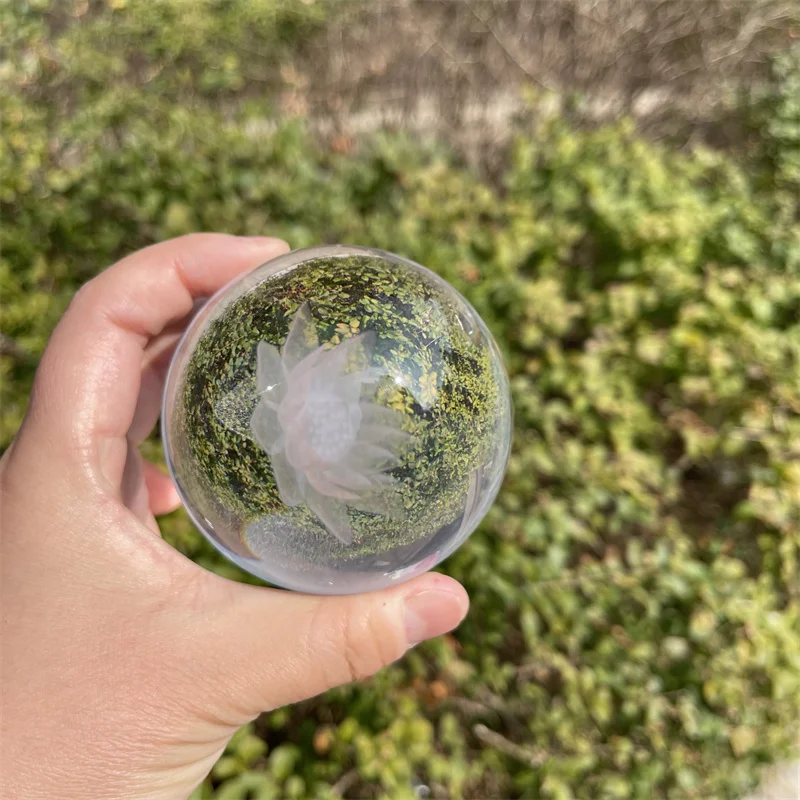 7-8cm-White-Glass-lotus-Ball-Reiki-Healing-Gemstone-Minerals-Specimen ...