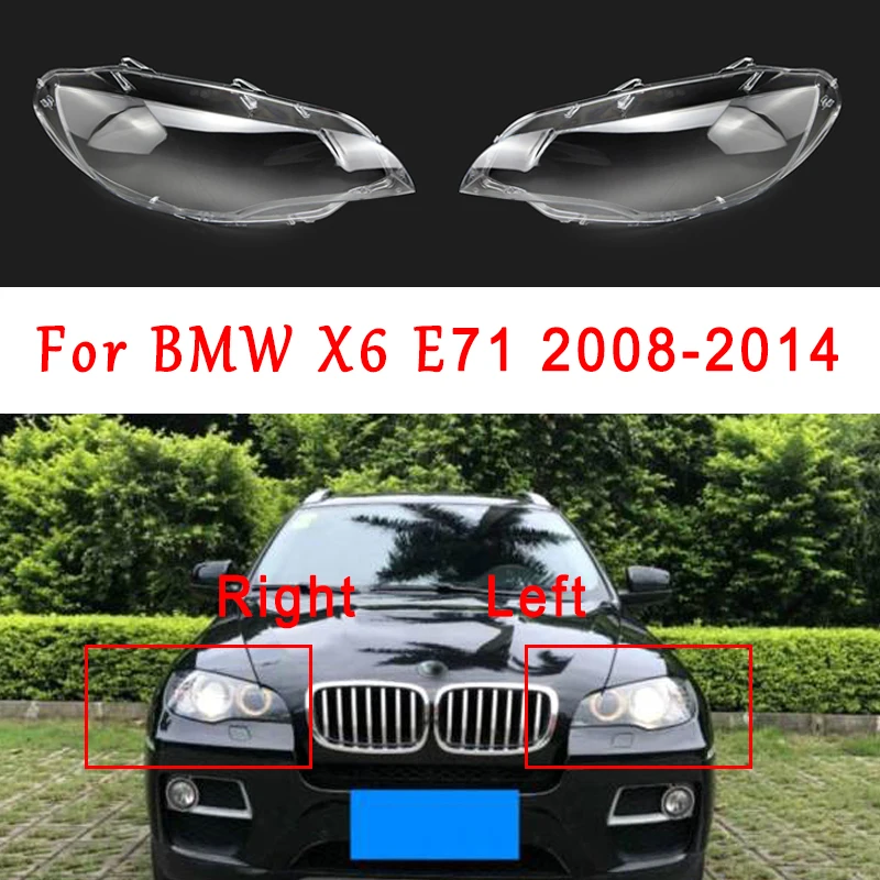 For-BMW-X6-E71-2008-2014-Car-Front-Headlight-Cover-Lens-Glass-Headlamps ...