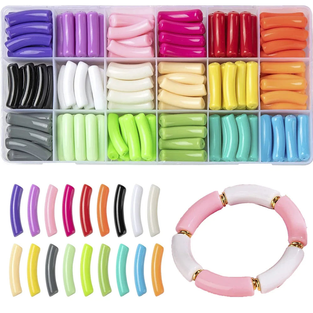8mm-12mm-5-10pcs-Colorful-Bent-Pipe-Bead-Acrylic-Curved-Tube-Beads-for ...
